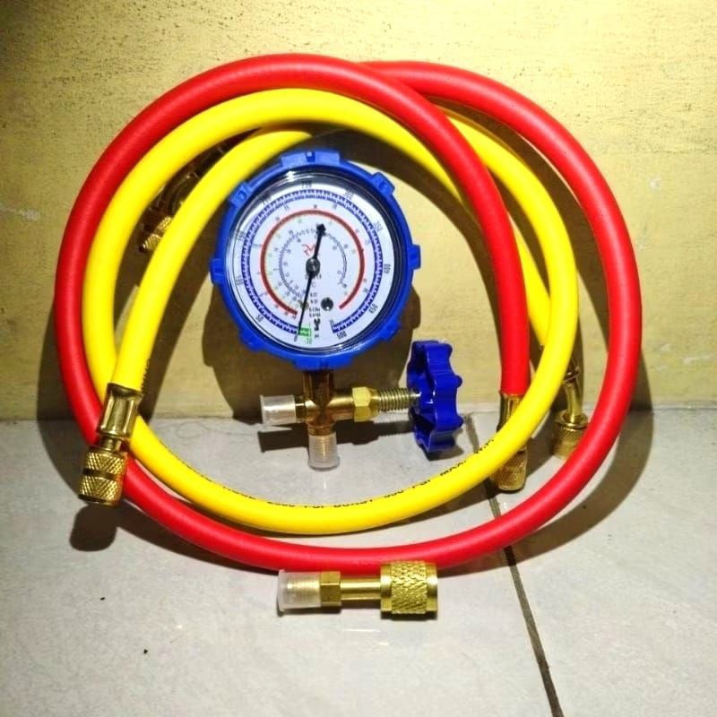Jual MANIFOLD AC dan KULKAS SINGGEL MULTI 500 PSI FREON R410, R32, R22, R134, R600 PLUS SELANG 2 ...