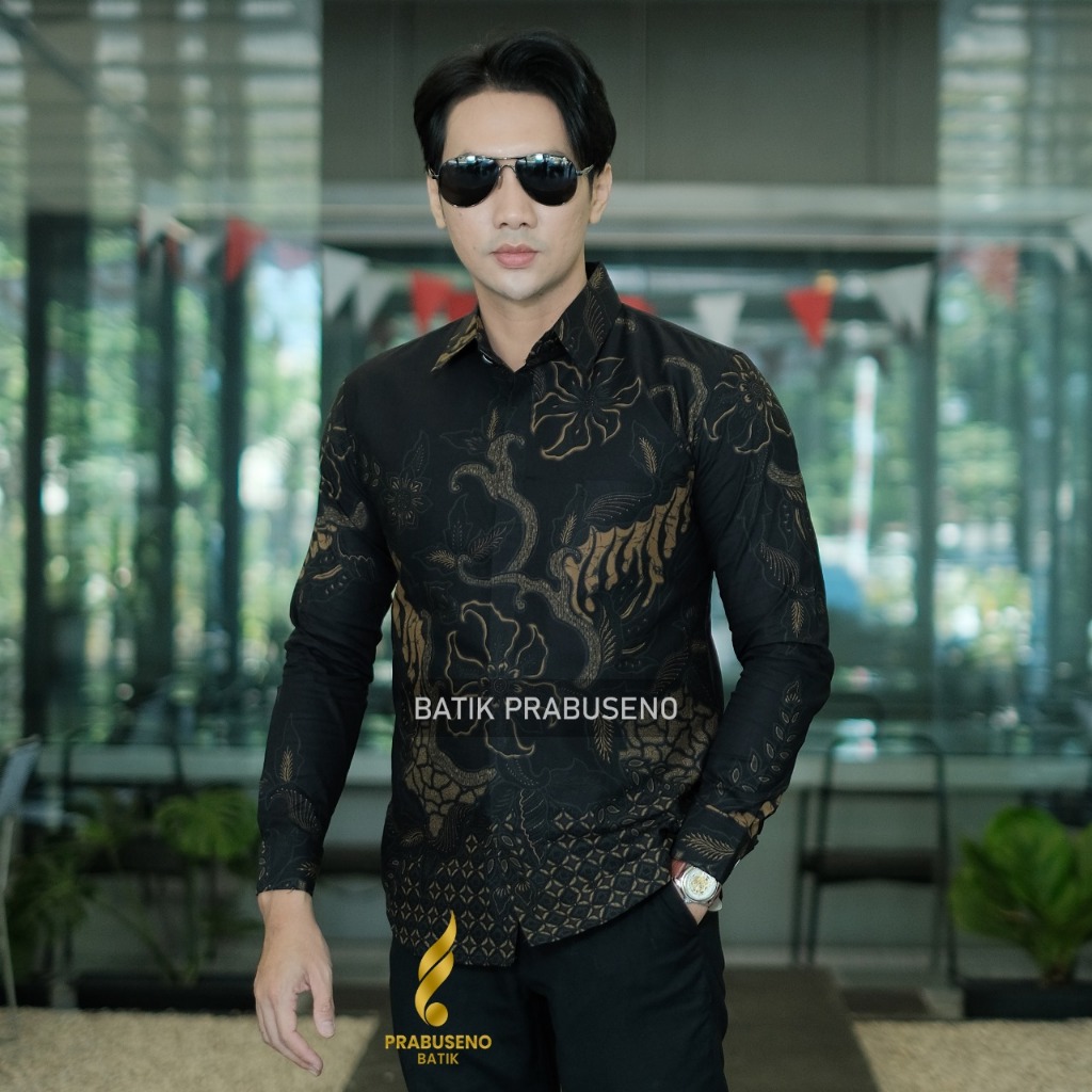 Jual Batik Prabuseno - Batik Pria Motif Gaharu Lengan Panjang Slim Fit Batik Kerja Batik Kantor ...