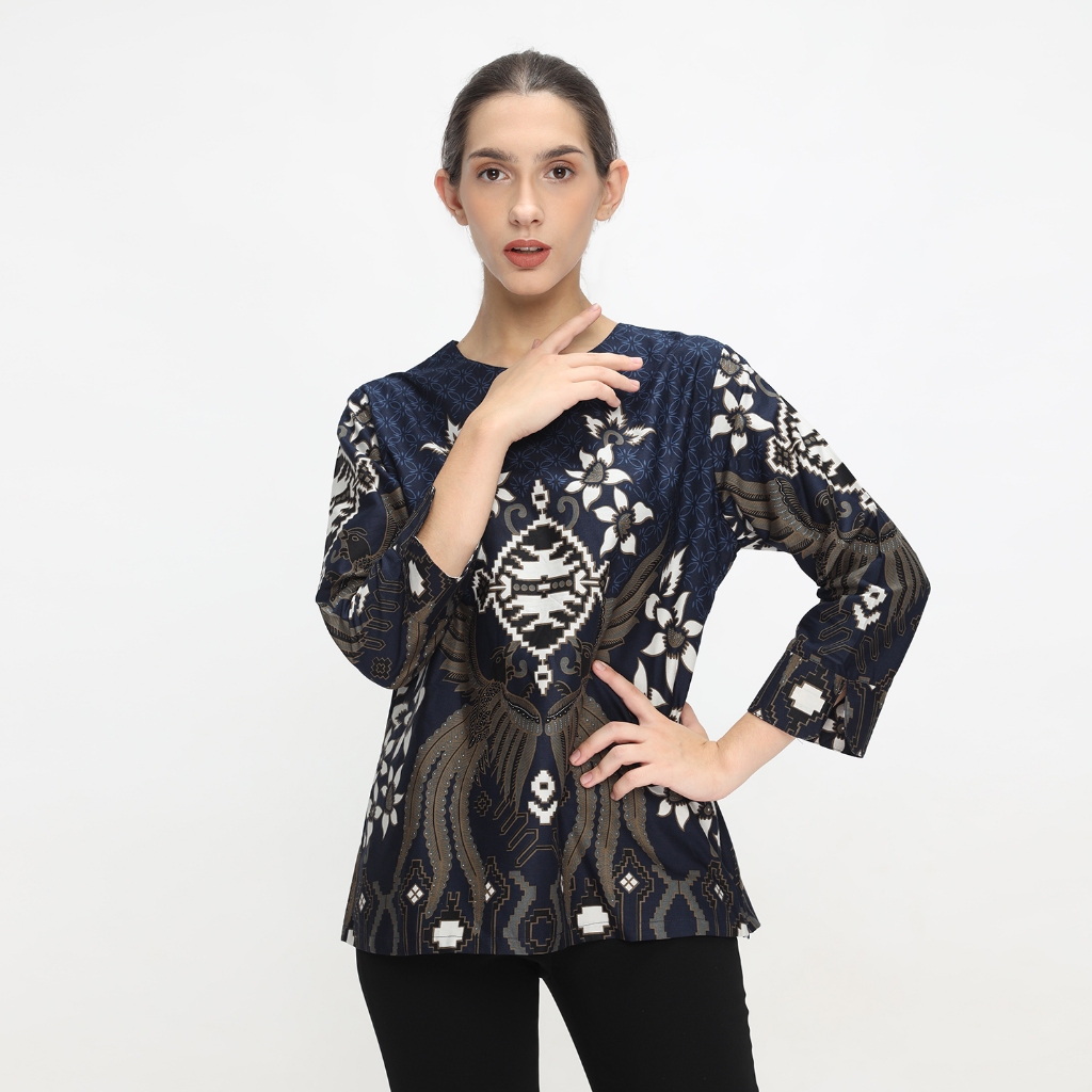 Jual Blouse Batik Wanita Atasan Batik Wanita Lengan Panjang Warna Dasar ...