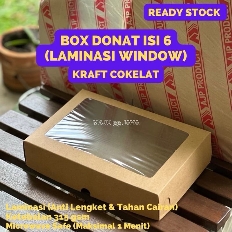 Jual Box Donat Dus Donat isi 6 Laminasi Window ukuran 27x18,5x5,5 cm Kraft Coklat Ketebalan 350 ...