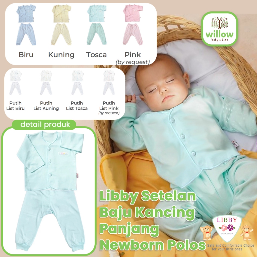 Jual Setelan Bayi - Libby Setelan Baju Kancing Panjang New Born Polos ...