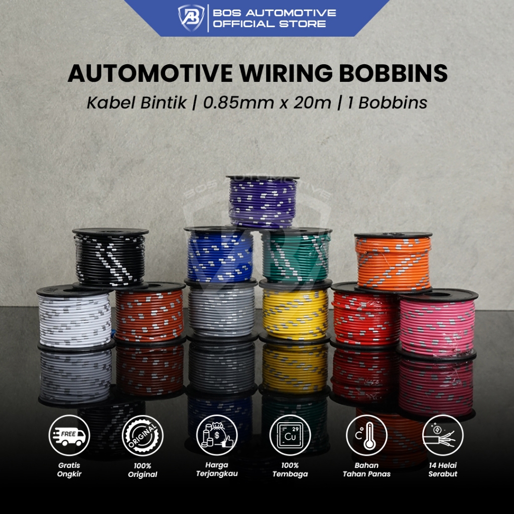Jual Kabel Bintik AVSS 0.85MM x 20M Kabel Otomotif Body Mobil Motor Serabut Tembaga Murni (Bobin ...