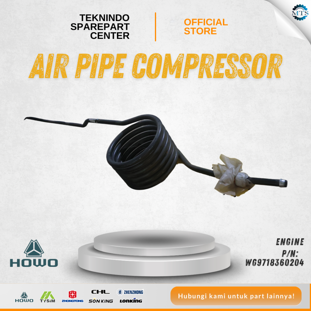Jual Air pipe-compressor to hose | WG9718360204 | Type Model: HOWO DT ...