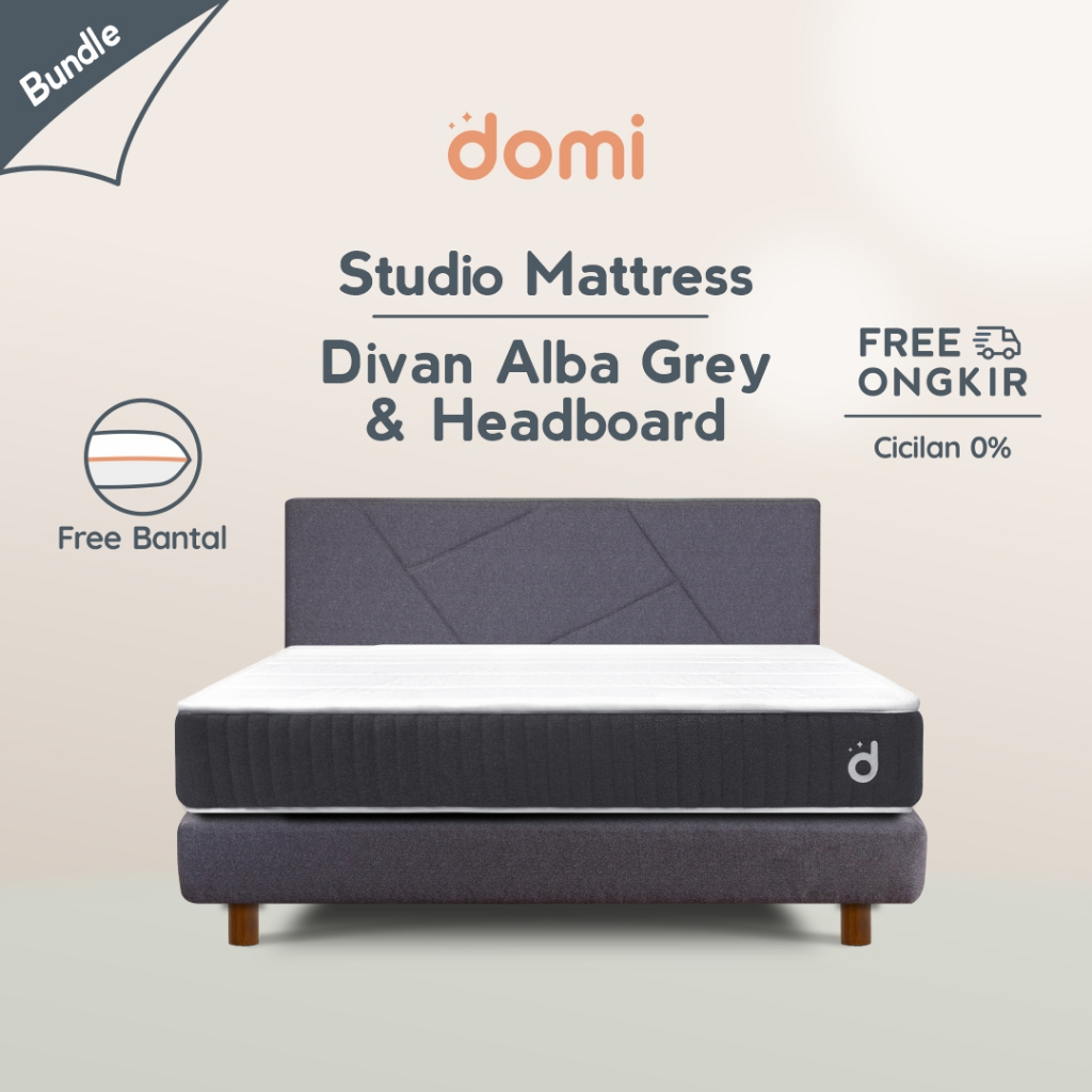 Jual Bundling Set Domi Studio Mattress + Divan Alba Grey | Shopee Indonesia