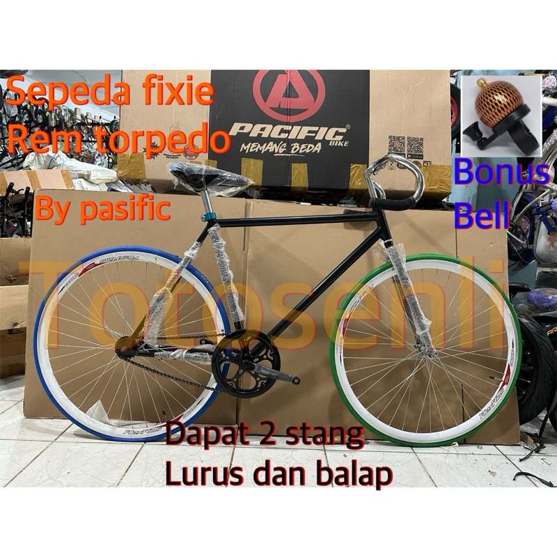 Jual sepeda fixie rem torpedo by pasific bonus 2 stang lurus & balap ...