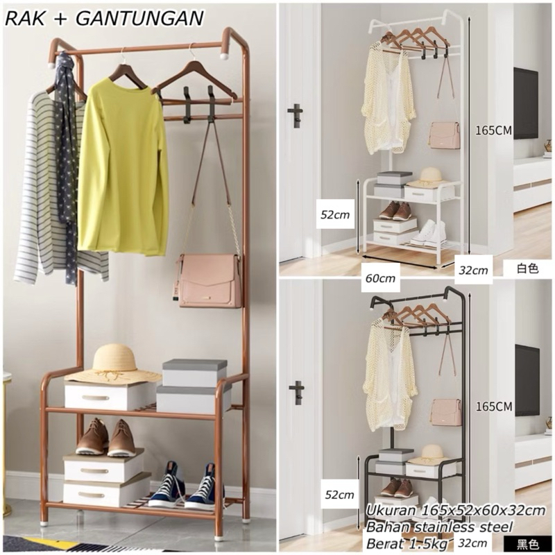 Jual RAK + GANTUNGAN || RAK STAND HANGER 2 TINGKAT || RAK GANTUNGAN ...