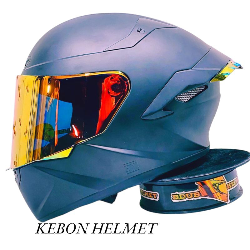 Jual Helm full face TT course kbr black dof paket ganteng | Shopee ...