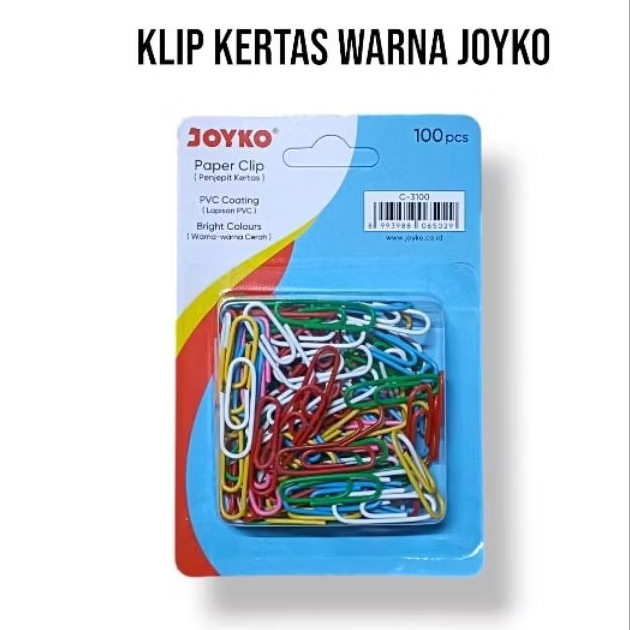 Jual penjepit kertas joyko 25 mm klip warna kecil paper clip No. 3 ...