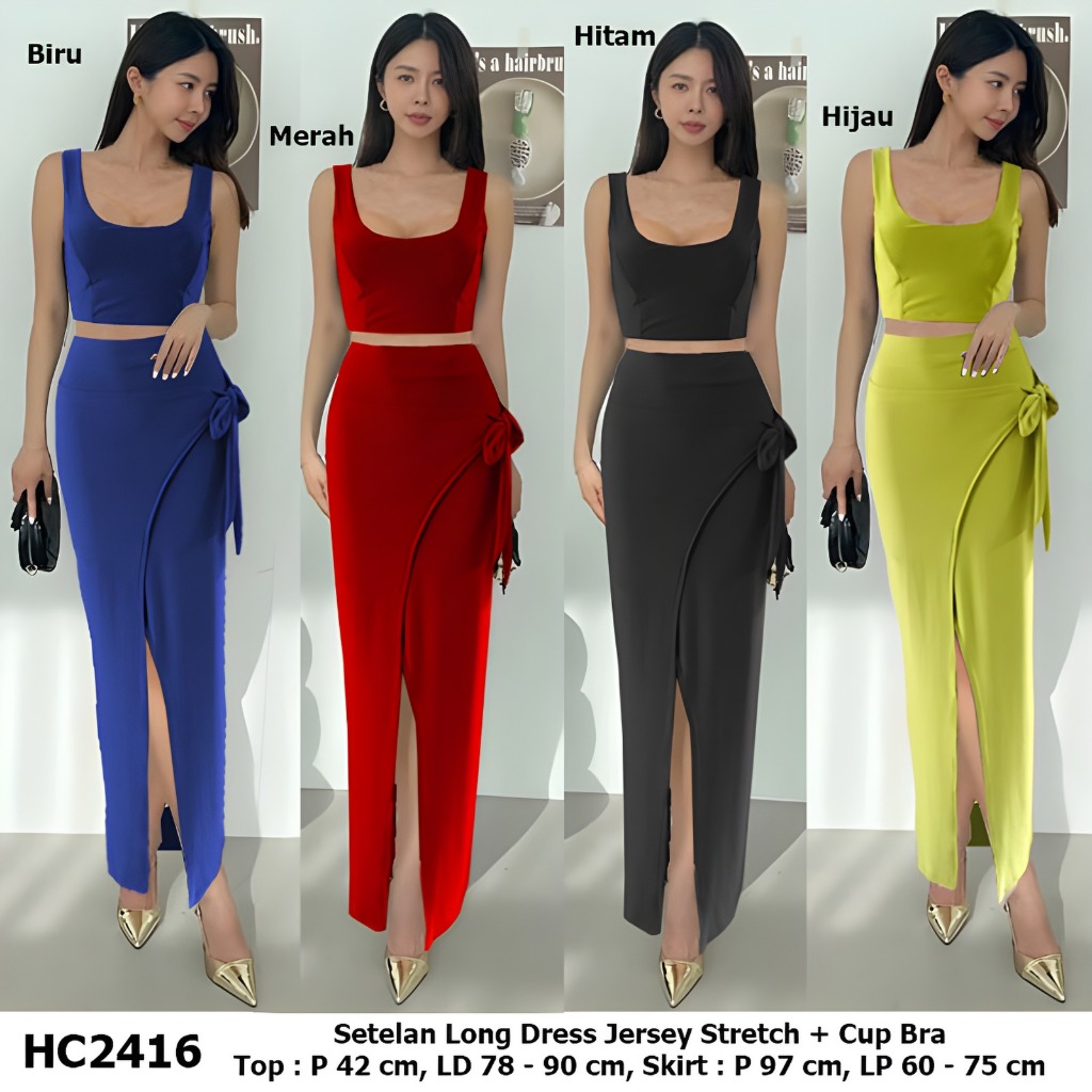 Jual Happycorn HC2416 Setelan Longdress Jersey Stretch Cup Bra Belah ...