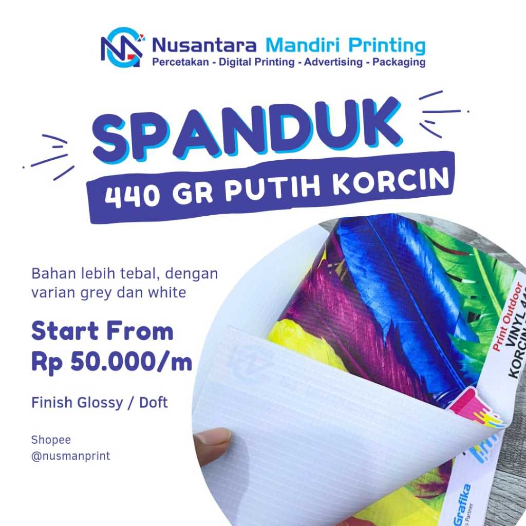 Jual Spanduk Bahan Korcin Putih 440 gsm (Glossy dan Doff) | Shopee ...