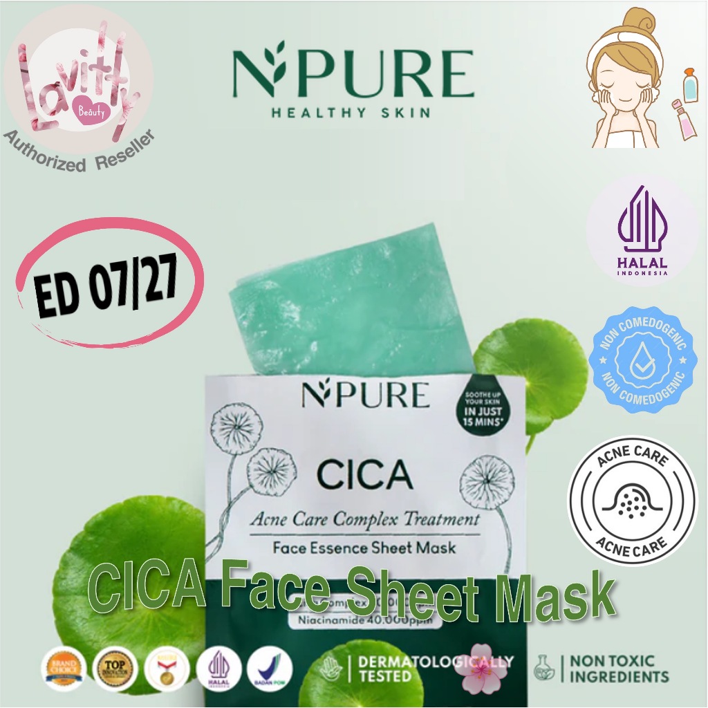Jual NPure Centella Asiatica (Cica) Face Essence Sheet Mask | Shopee ...