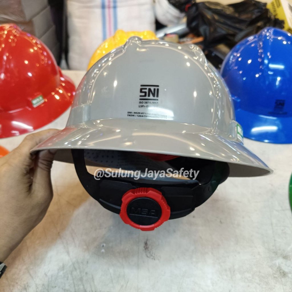 Jual Helm Safety MSA Fullbrim Warna Abu-Abu Inner Fastrack + Tali Dagu ...