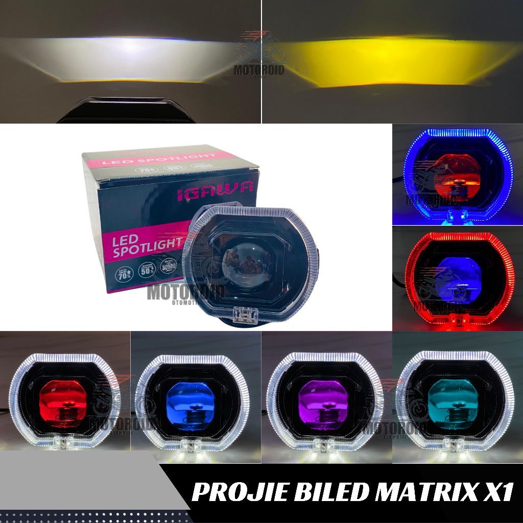Jual Projie Biled Matrix X1 4.5Inch Hi Low Putih Kuning Body Black Plus ...
