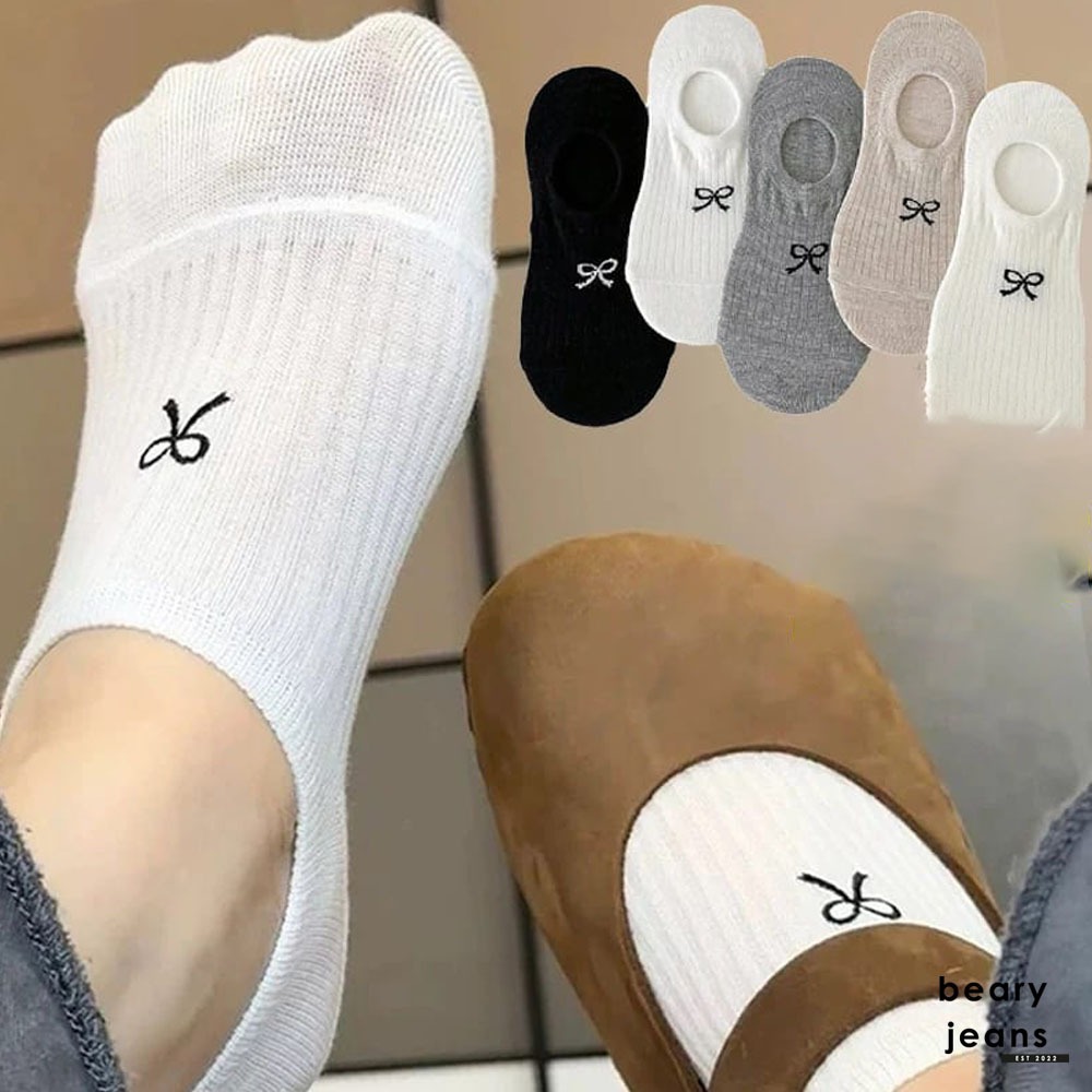Jual BEARY JEANS BJ252 | Plain Ribbon Ankle Socks Kaos Kaki Wanita Pita ...