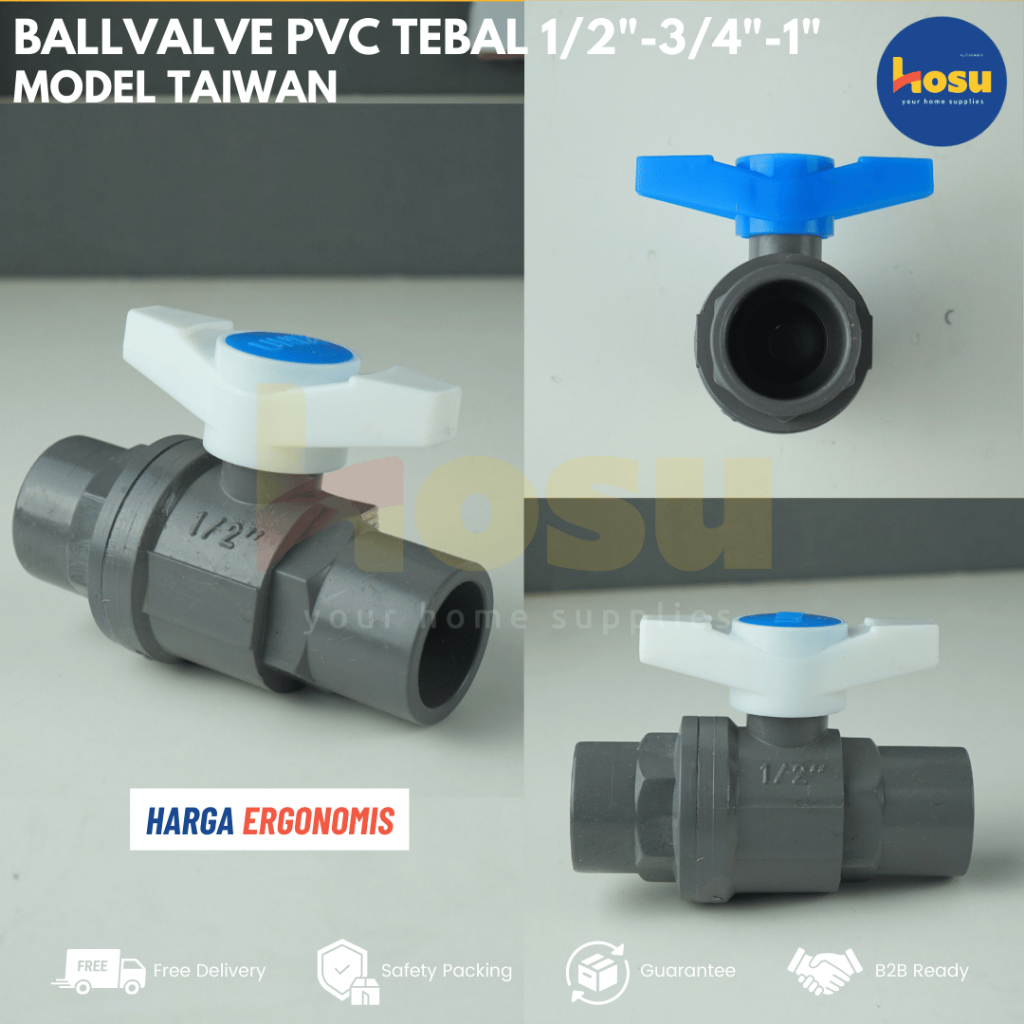 Jual Ballvalve PVC 1/2" 3/4" 1" Inch Stop Kran Ball Valve Gagang Plastik Stop Keran Air Pipa PVC ...