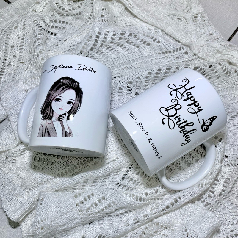 Jual MUG karakter custom nama / gift happy birthday | Shopee Indonesia