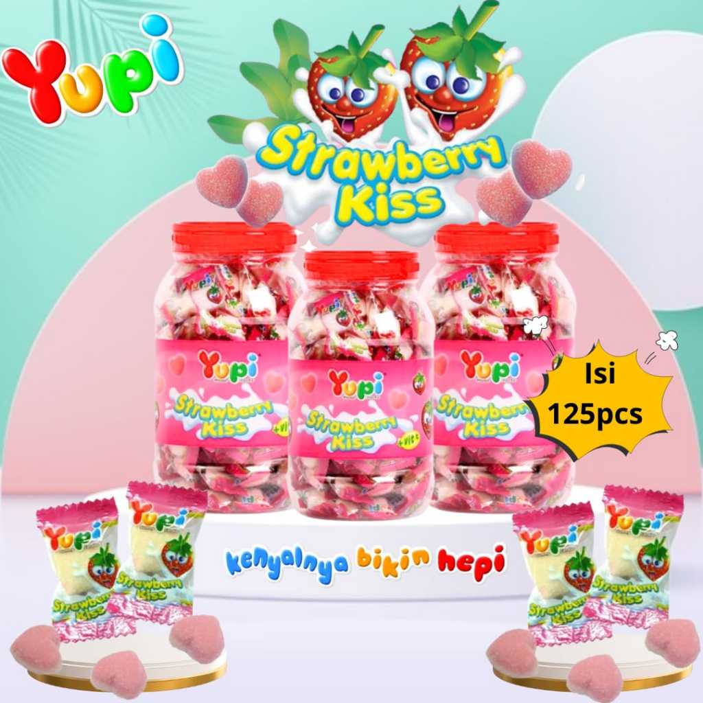 Jual PERMEN YUPI LOVE TOPLES/JAR CANDY STRAWBERRY KISS | Shopee Indonesia