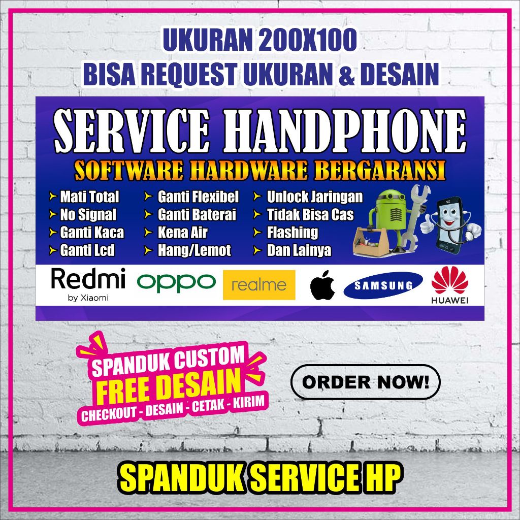 Jual SPANDUK/BANNER/BACKDROP KONTER SERVICE HP UKURAN 200X100 CUSTOM ...