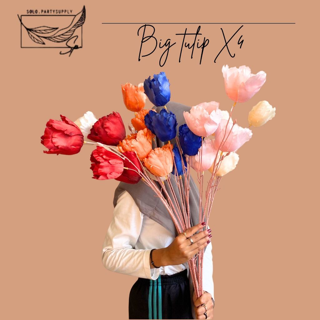 Jual (CAS) 4 HEADS TULIP ARTIFICIAL FLOWER BOUQUET BUNGA PALSU TANAMAN ...