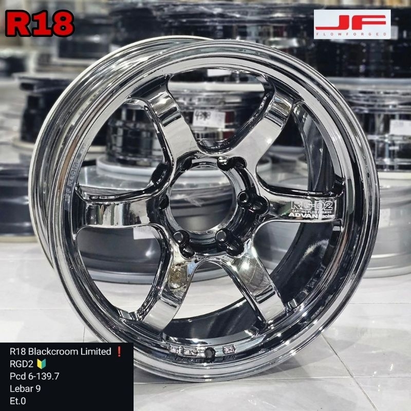 Jual velg racing mobil pajero advan rg d2 ring 18 lebar 9 black chrome ...