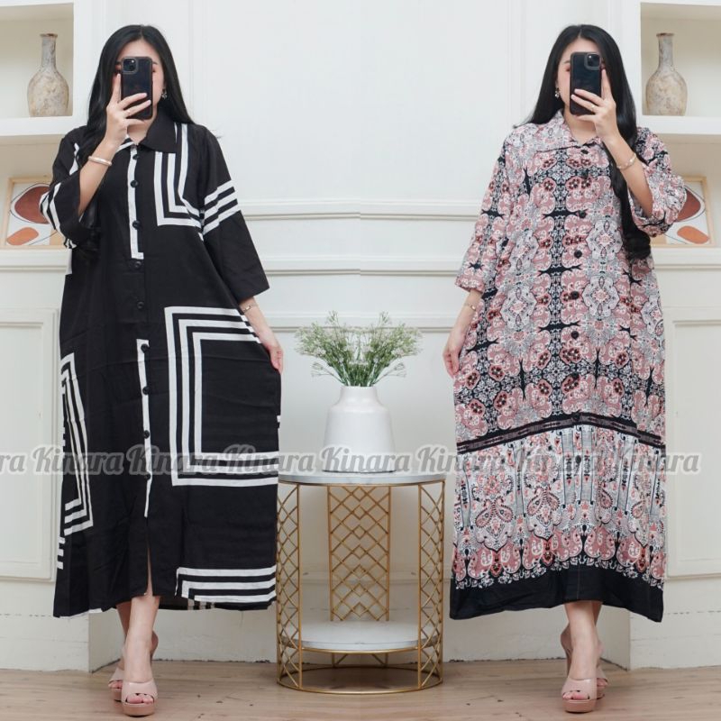 Jual Nagita Dress Outer Rayon Viscose Premium Grade A Full Kancing Tunik Dress Wanita Busui ...