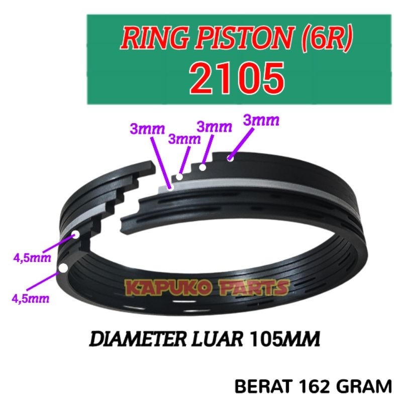 Jual DF2105 RING PISTON 6R RING SEHER 105MM UNTUK MESIN DIESEL DONGFENG 2 SILINDER 24PK | Shopee ...