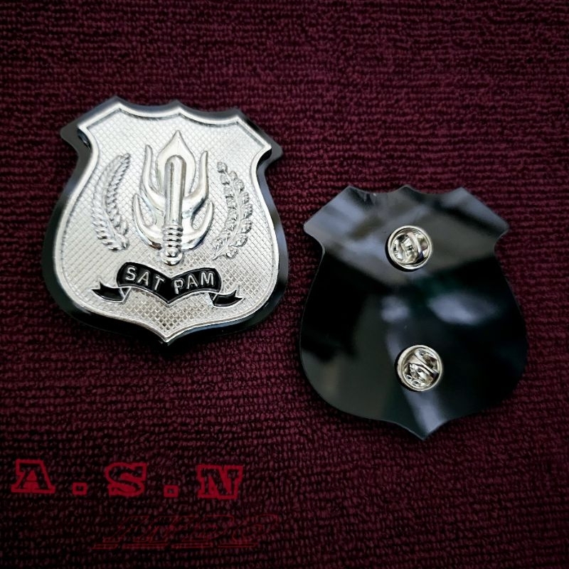 Jual Pin Kewenangan Satpam Security Akrilik Hitam Bahan Logam Cor Tebal ...
