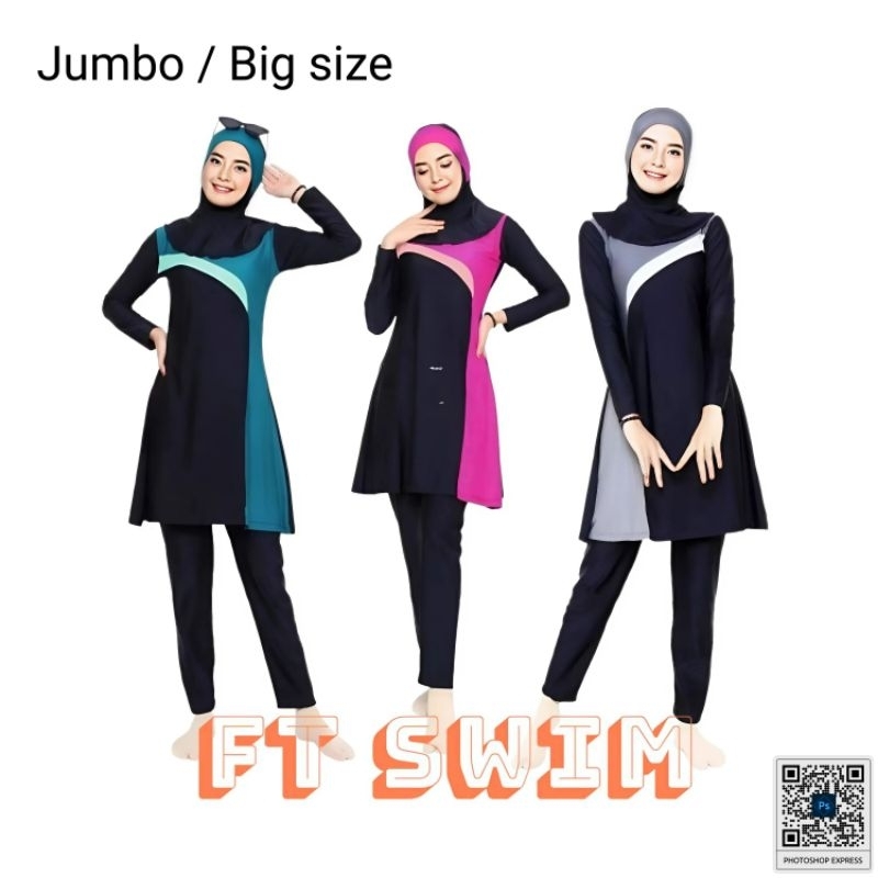 Jual JUMBO baju renang muslimah dewasa/pakaian renang muslim remaja ...