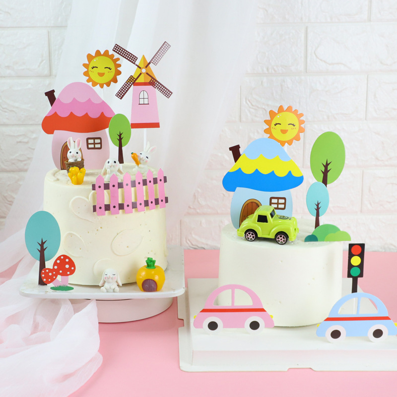 Jual Topper Rumah Mobil pohon matahari hiasan kue ulang tahun | Shopee ...