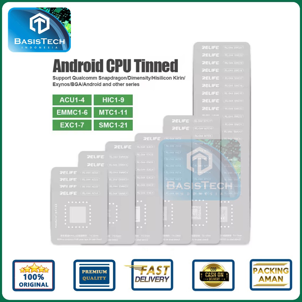 Jual STANCIL SET CETAKAN CPU BGA CHIP ANDROID SERIES 58 PCS - RELIFE RL-044 FOR RL-601MA ...