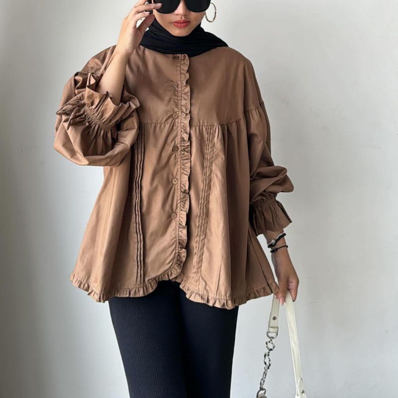 Jual WIRNA BLOUSE RUFFLE KATUN POPLIN | Shopee Indonesia
