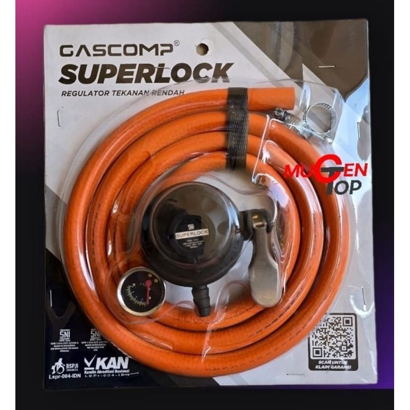 Jual Regulator SUPERLOCK Gascomp Paket / Selang Gas High Pressure GRS ...