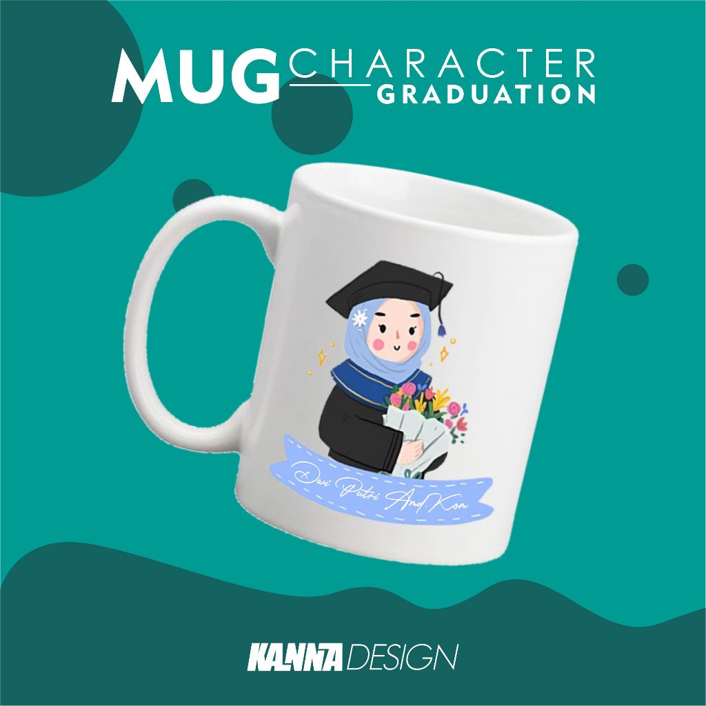 Jual MUG custom Graduation karakter hijab hadiah kado Wisuda sempro ...