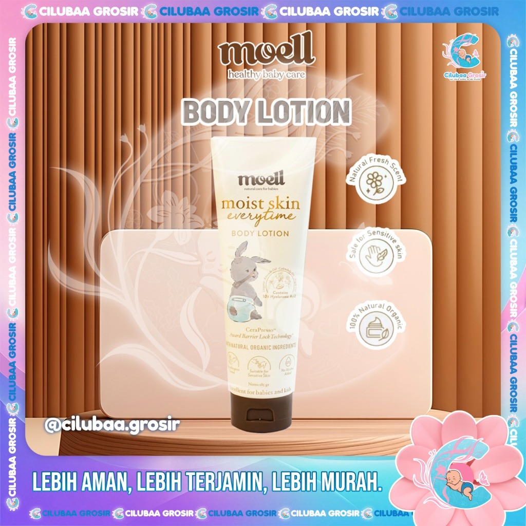 Jual Moell Moist Skin Everytime Body Lotion Bayi 185gr Natural Organic ...