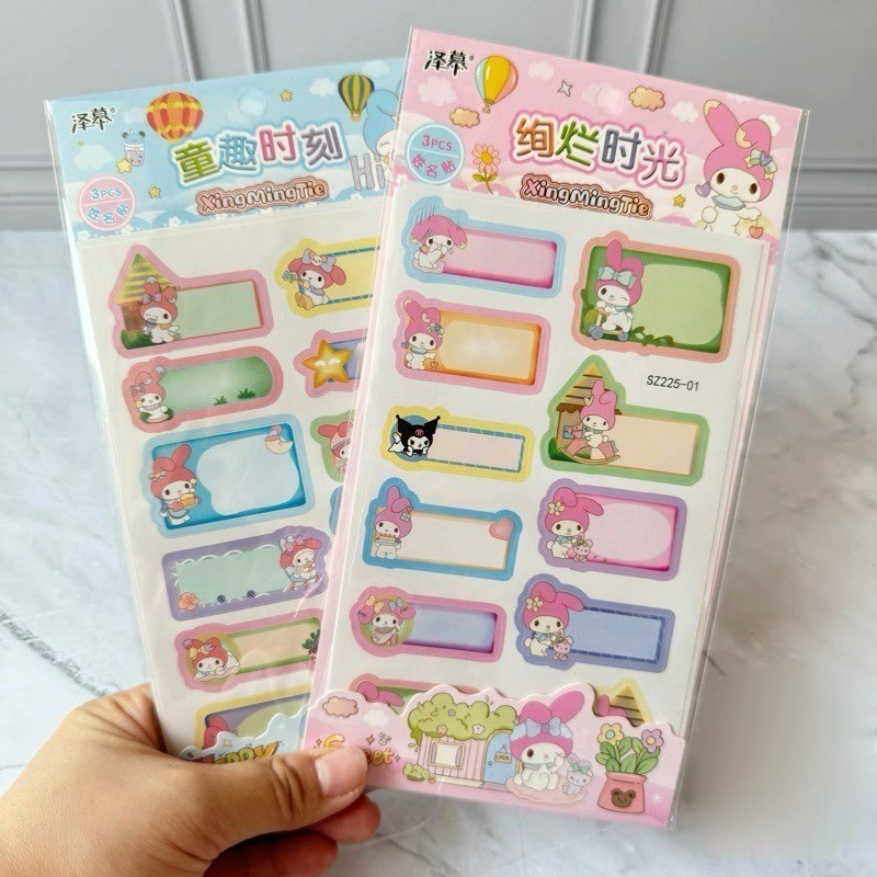 Jual Sticker Label Nama Sanrio Melody / Sticker Label Nama Buku Anak ...