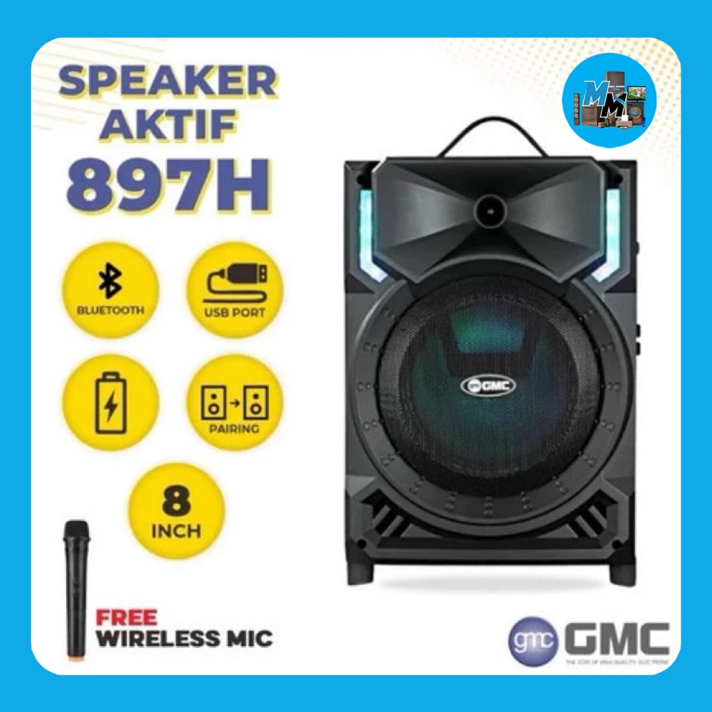 Jual GMC 897H SPEAKER MULTIMEDIA BLUETOOTH + FREE WIRELESS MIC | Shopee ...