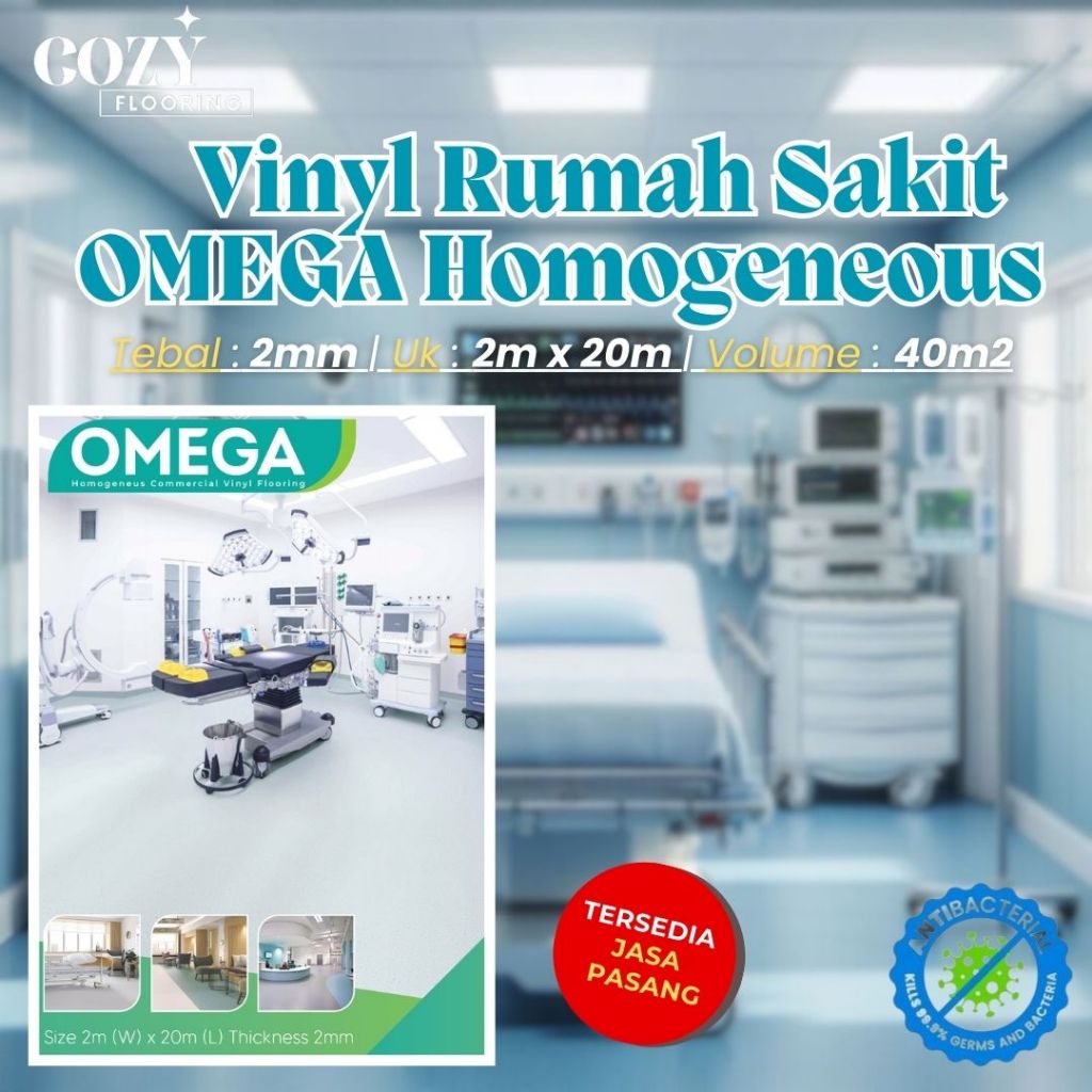 Jual vinyl roll omega homogeneous tebal 2mm | vinyl rumah sakit ...