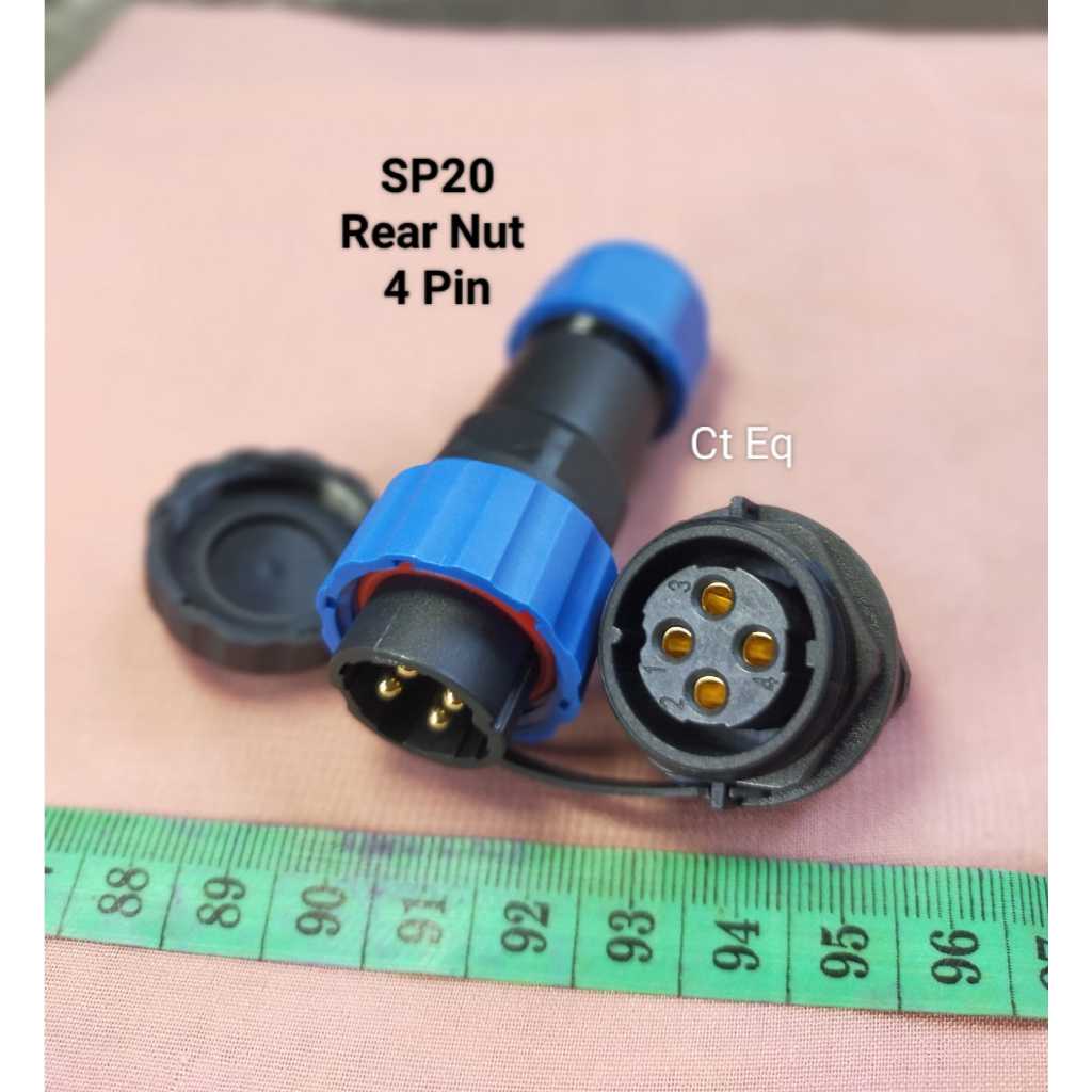 Jual SP20 Rear Nut 4 Pin Plug n Socket IP68 Panel Mount konektor Steker ...