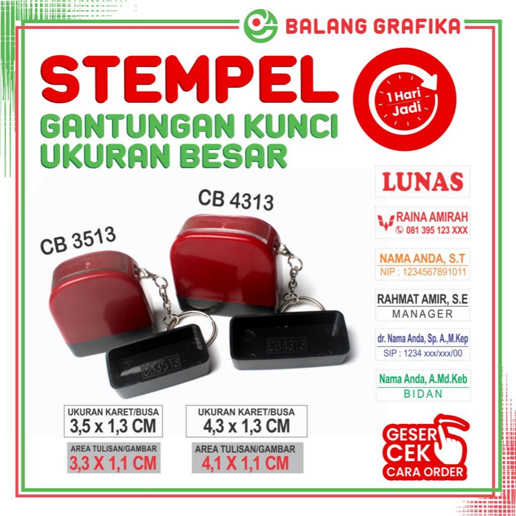 Jual Stempel Nama Perawat Bidan Apoteker Dokter Cap Stampel Flash Gantungan Kunci CB3513 dan ...