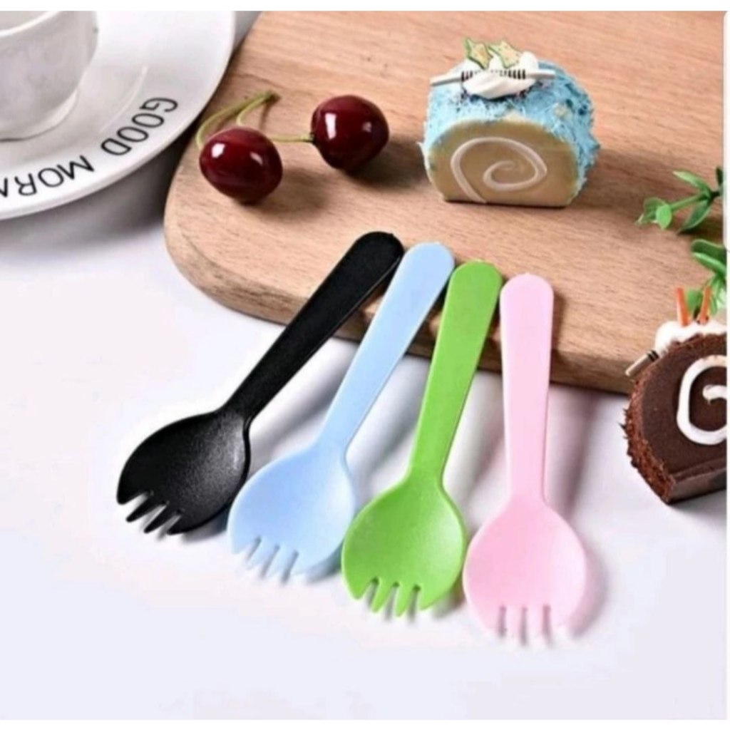 Jual Spork (Sendok dan garpu 2 in 1) untuk kue/cake/buah/makanan ringan ...