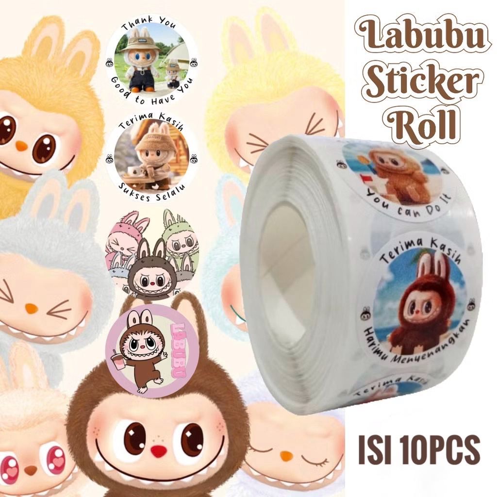 Jual [10 pcs] LABUBU Sticker Roll Cartoon 2,5cm Stiker Kartun Sanrio ...