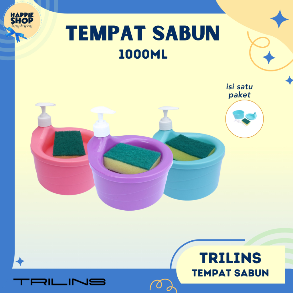 Jual TEMPAT SABUN BULAT 1000ml + Spons Cuci Piring (2in1) Dispenser ...