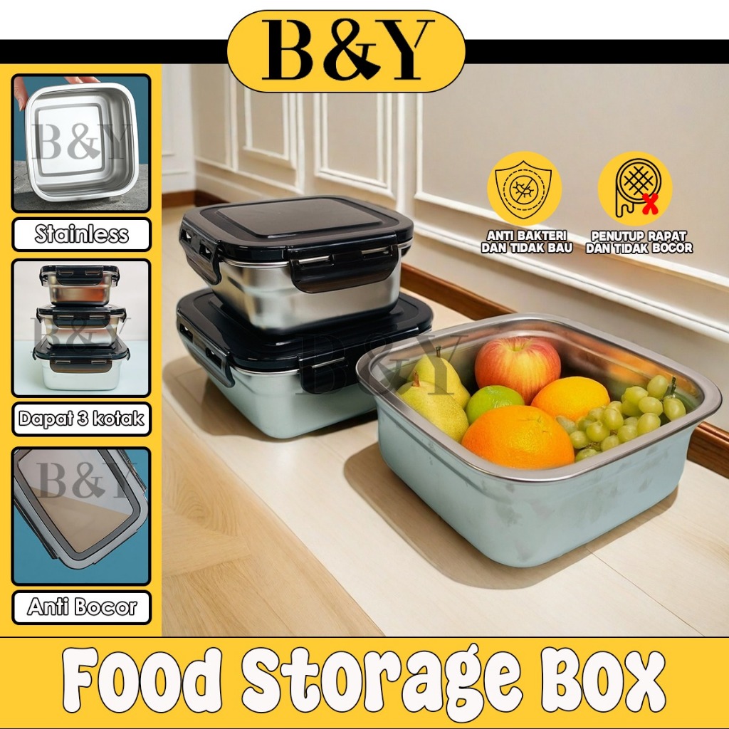 Jual Tempat Makan Stainless Persegi / Food Storage Anti Tumpah | Shopee ...