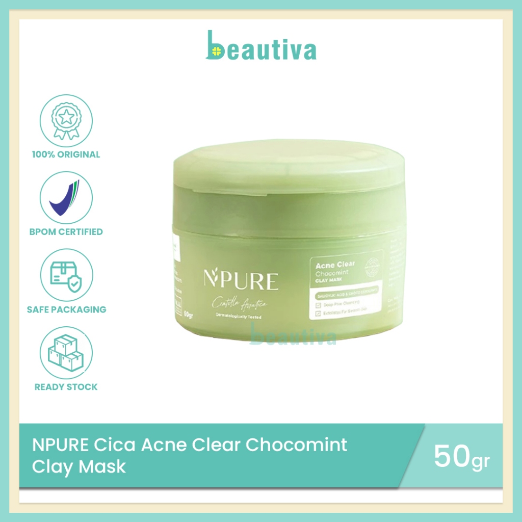 Jual NPURE Centella Asiatica Acne Clear Chocomint Clay Mask | Shopee ...