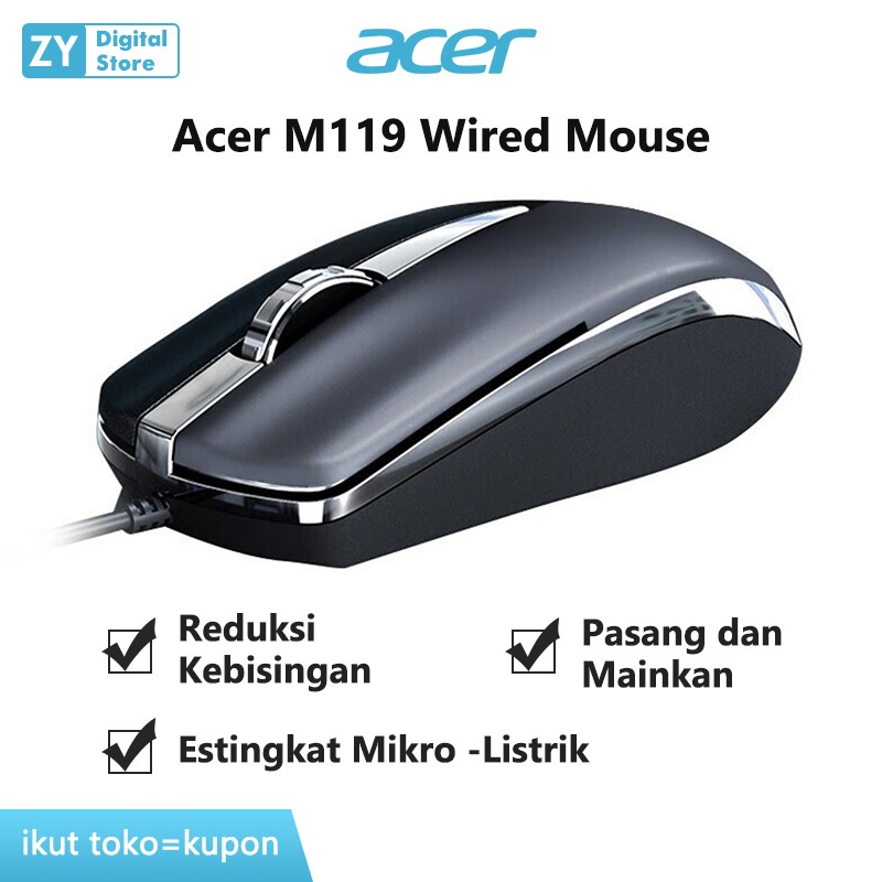 Jual Acer M119 Mouse Wired Silent click Mouse Murah Tahan Lama Anti ...