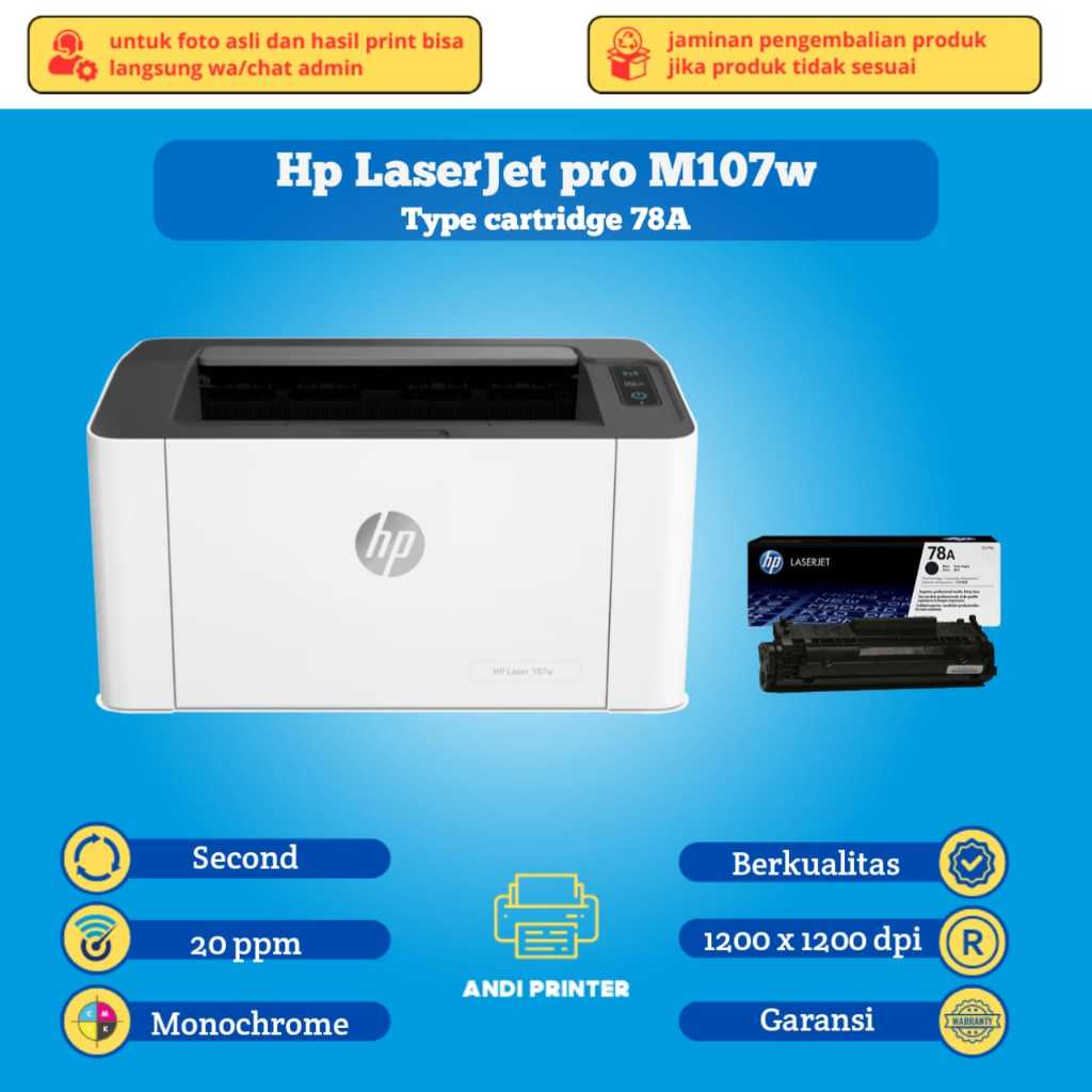 Jual PRINTER HP LASERJET M107W Printer Monochrome WIFI siap pakai ...