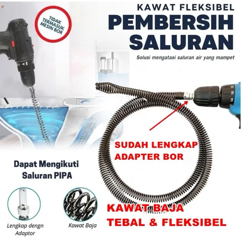 Jual SLING PIPE CLEANER 5M Kawat Baja Pembersih Saluran Pipa Mampet ...