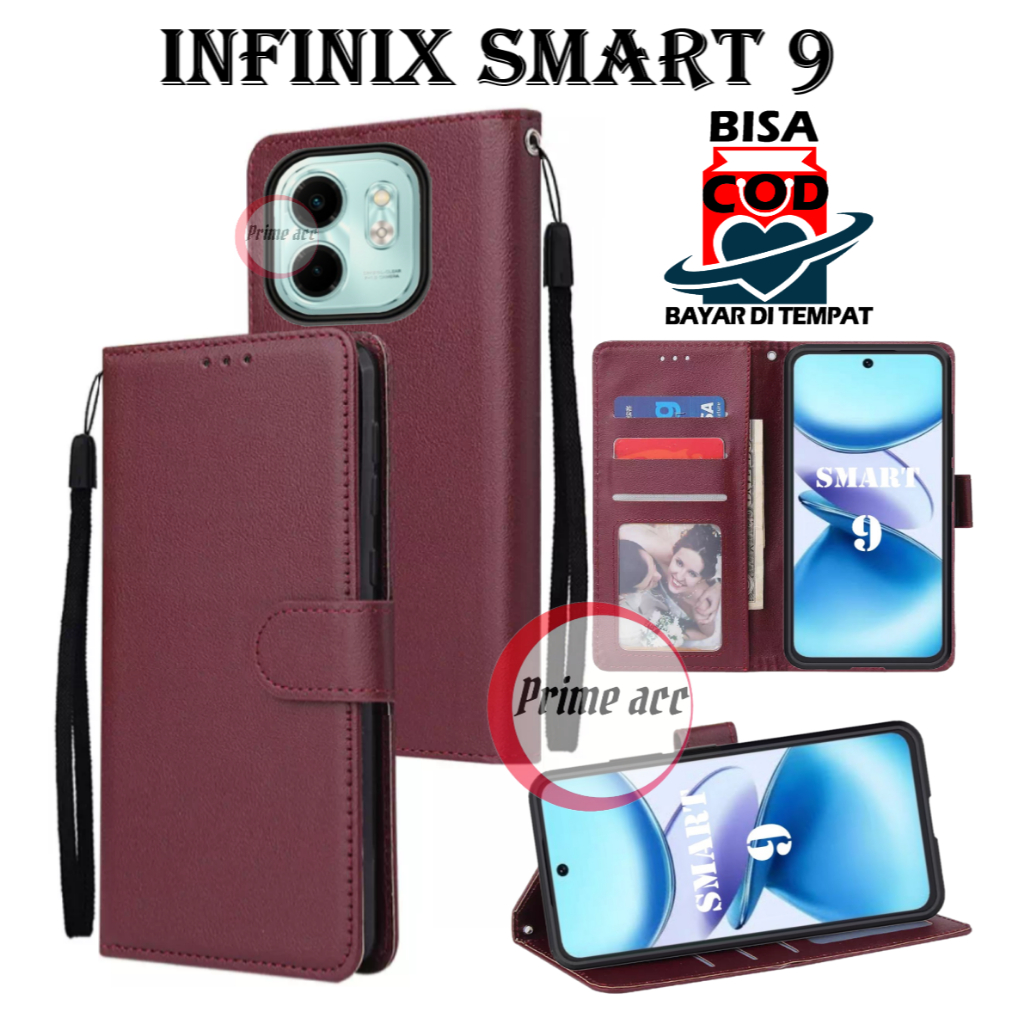 Jual flip case INFINIX SMART 9 leather case casing dompet handphone ...