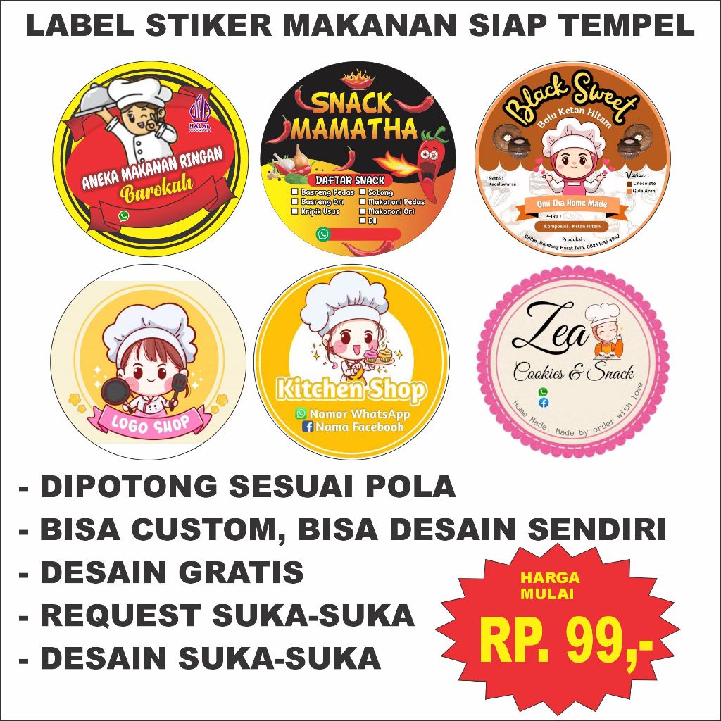 Jual Label Stiker Makanan untuk Ditempel Pada Kemasan BIsa Custom dan ...