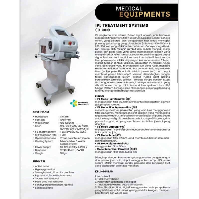 Jual ALAT LASER - IPL TREATMENT / HS-300C | Shopee Indonesia